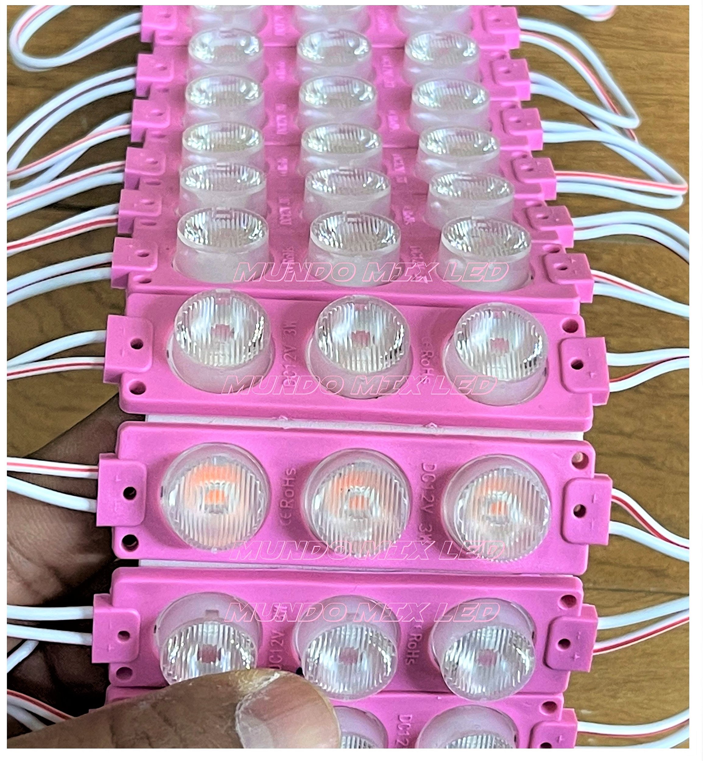 módulo led mega lente 3030 3w 12v 3-leds rosa pink ip67 12volts 60º In ...
