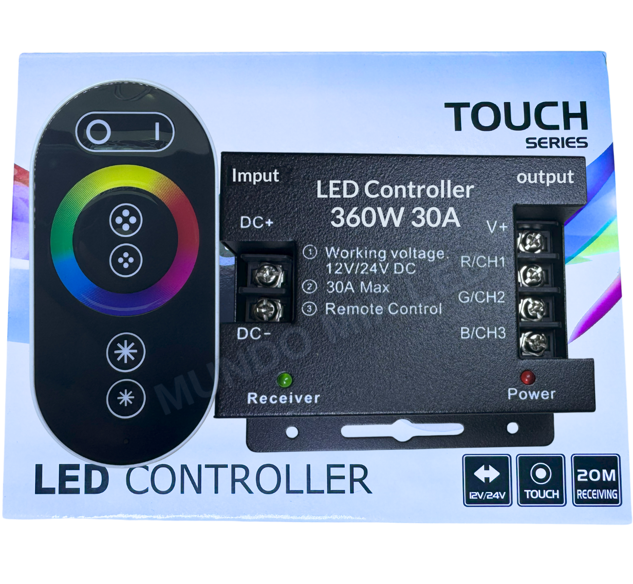 Controladora RGB Touch screen 360W 30A 12v-24v Comando Analogico - Modulo De LED Para ...
