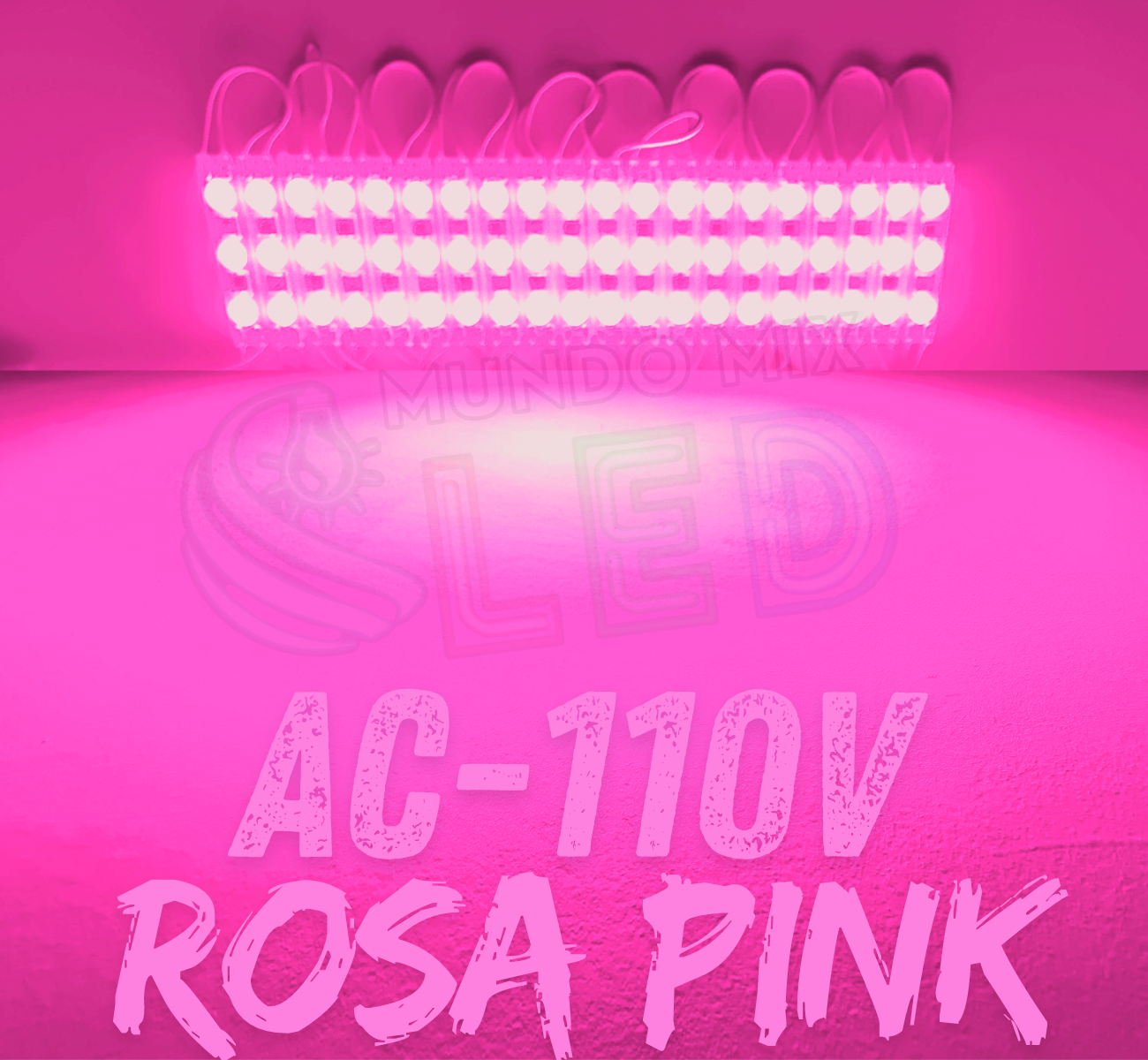 Módulo LED 2835 AC 110V 1,5W ROSA PINK CHIP independente 3-LEDs IP67 ...