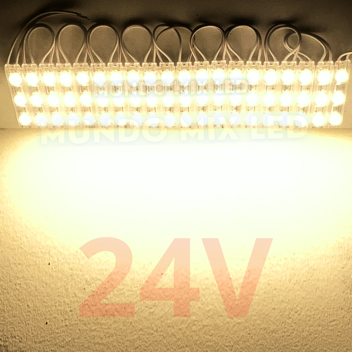 Módulo Led 24V IP68 6,5cm 2835 Branco Quente 24Volts 3-LEDs injetado ...