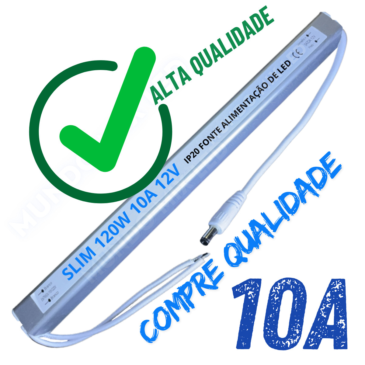 Fonte ULTRA Slim 120W 10A 12V Fina Alumínio Alimentação Palito 110v 22 ...