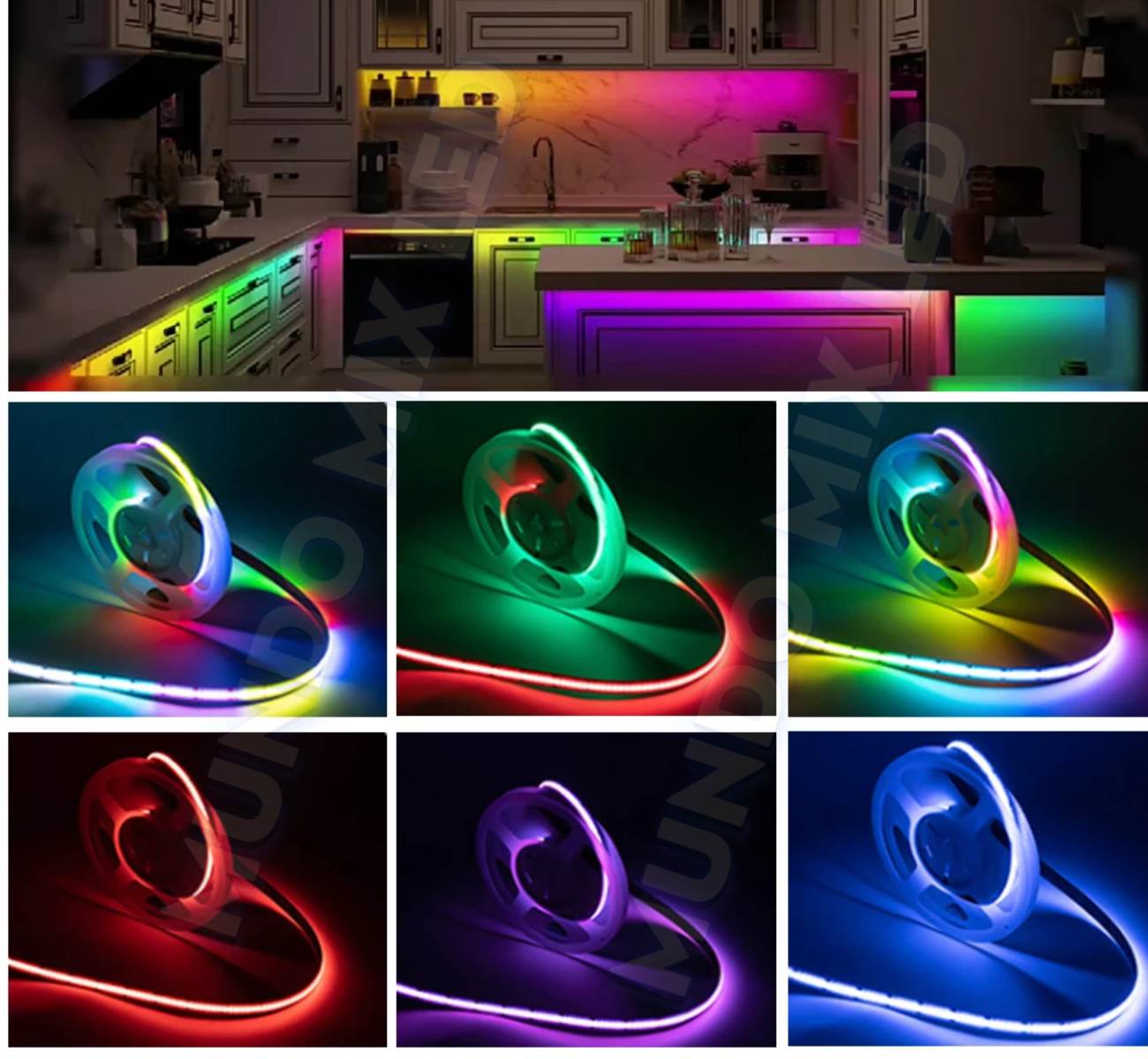Fita LED DIGITAL RGB COB 630Leds IP20 12W /MT 12V Alto Brilho Para Pe ...