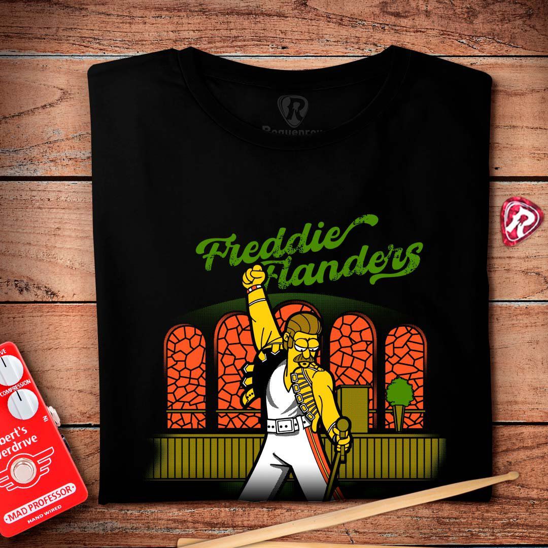 Camiseta rock Simpsons Freddie Flanders com mangas curtas na cor preta ...