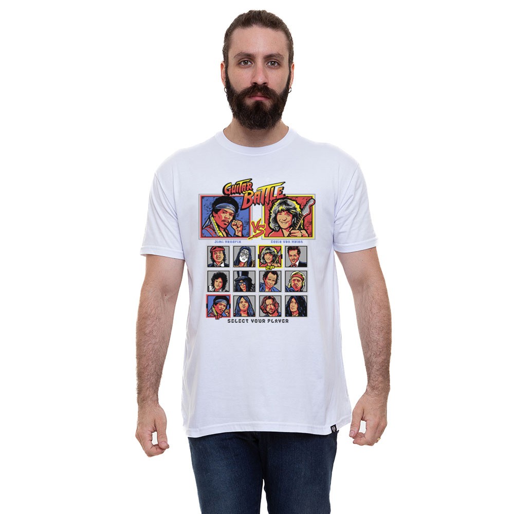 Camiseta rock Guitar Battle Street Fighter | 100% Algodão - Roquenrou | Estampado na Veia!