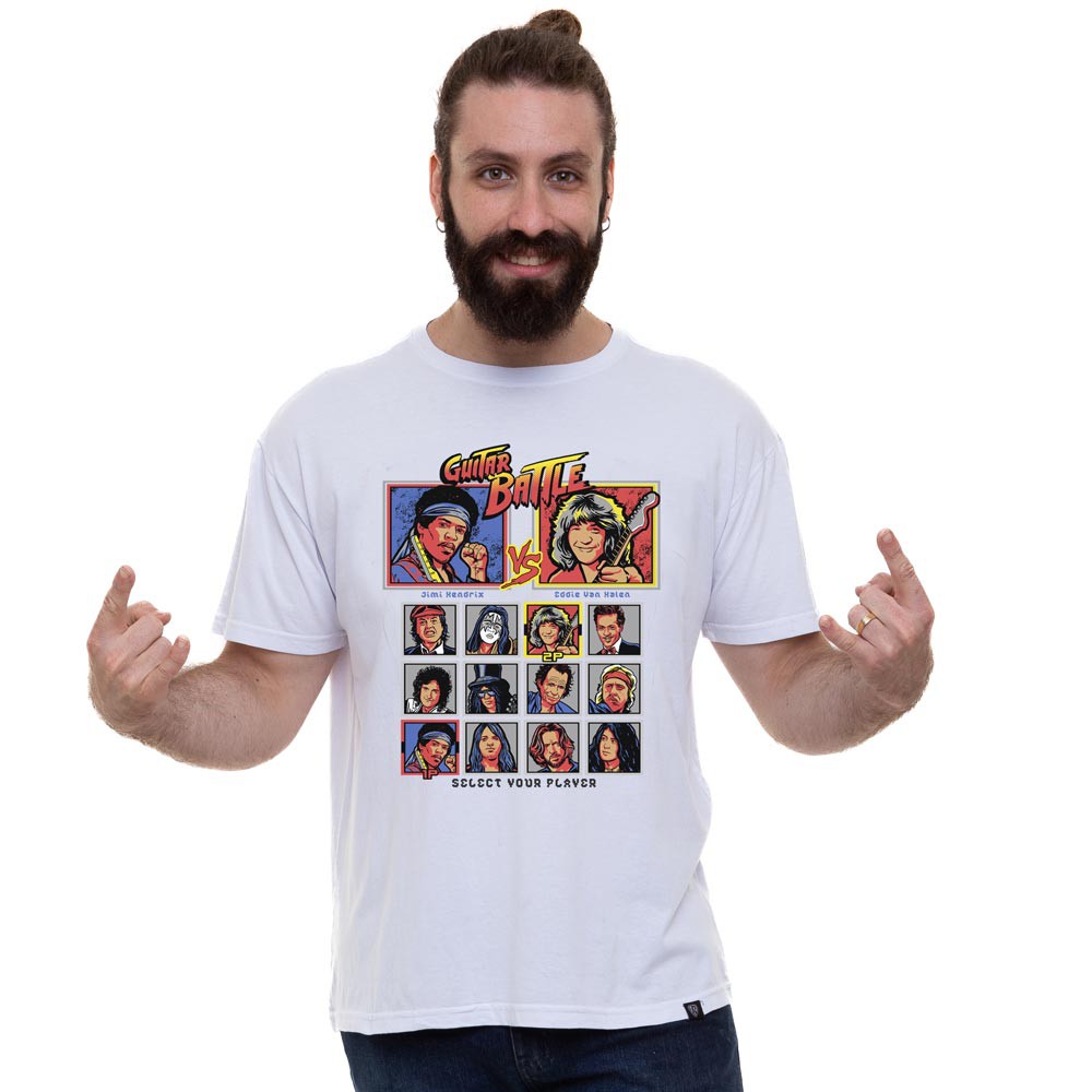 Camiseta rock Guitar Battle Street Fighter | 100% Algodão - Roquenrou | Estampado na Veia!
