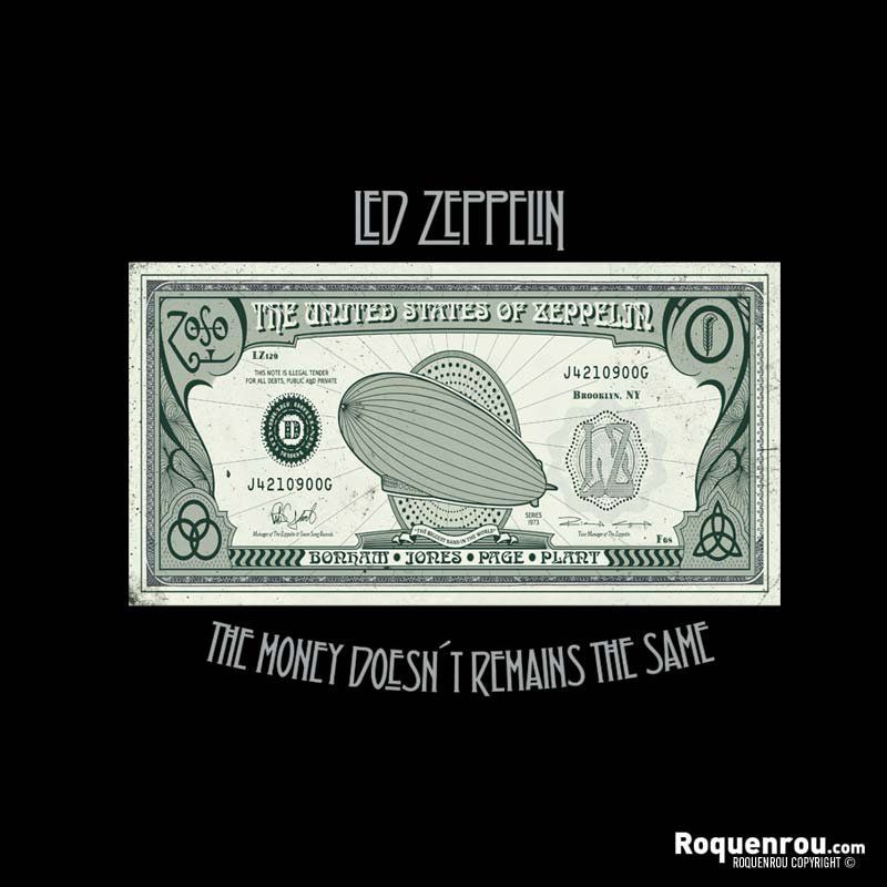 Camiseta rock Banda Led Zeppelin Money doesn´t remains the same tamanho ...
