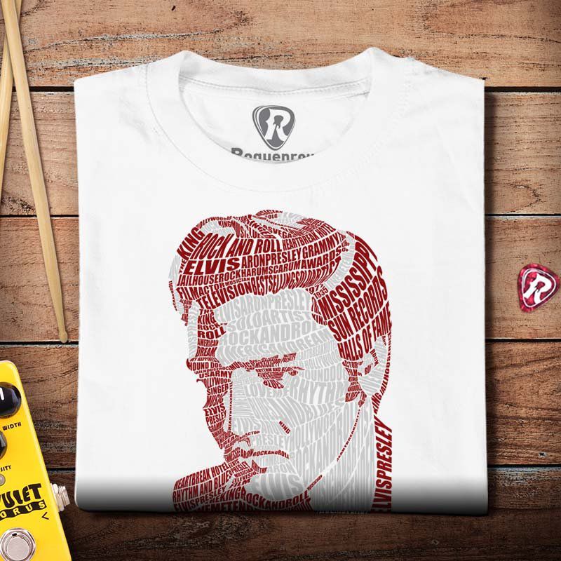 Camiseta rock Elvis Presley Caligrama tamanho adulto com mangas curtas na cor branca Premium ...