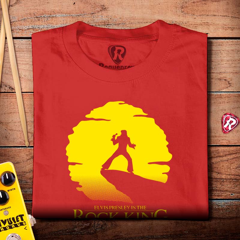 Camiseta Rock Elvis Rock King Vermelha | 100% Algodão - Roquenrou | Estampado na Veia!