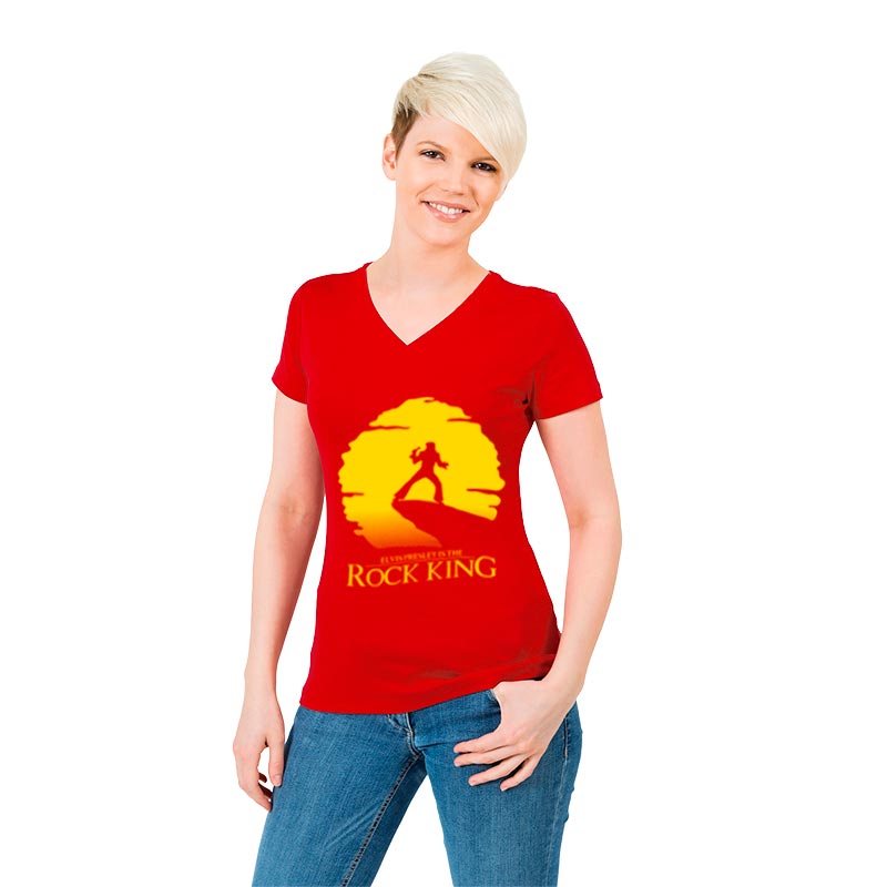 Camiseta Rock Elvis Rock King Vermelha | 100% Algodão - Roquenrou | Estampado na Veia!