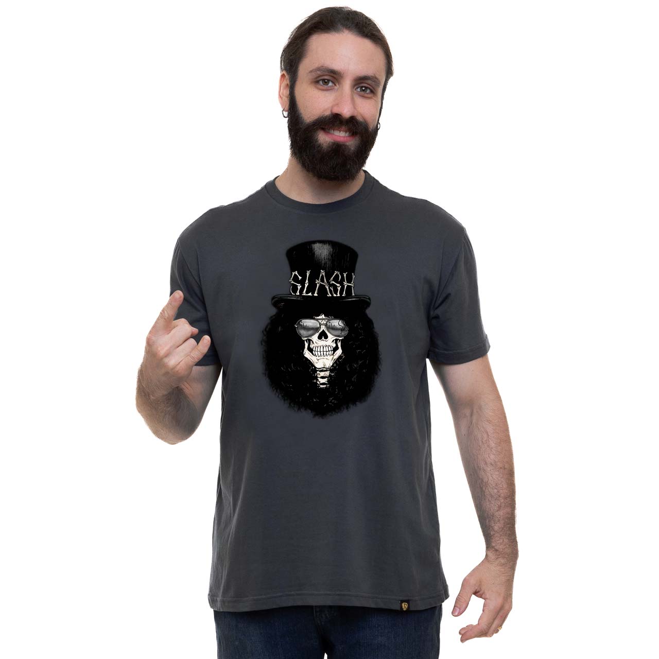Camiseta Slash Caveira Cinza | 100% Algodão - Roquenrou | Estampado na ...