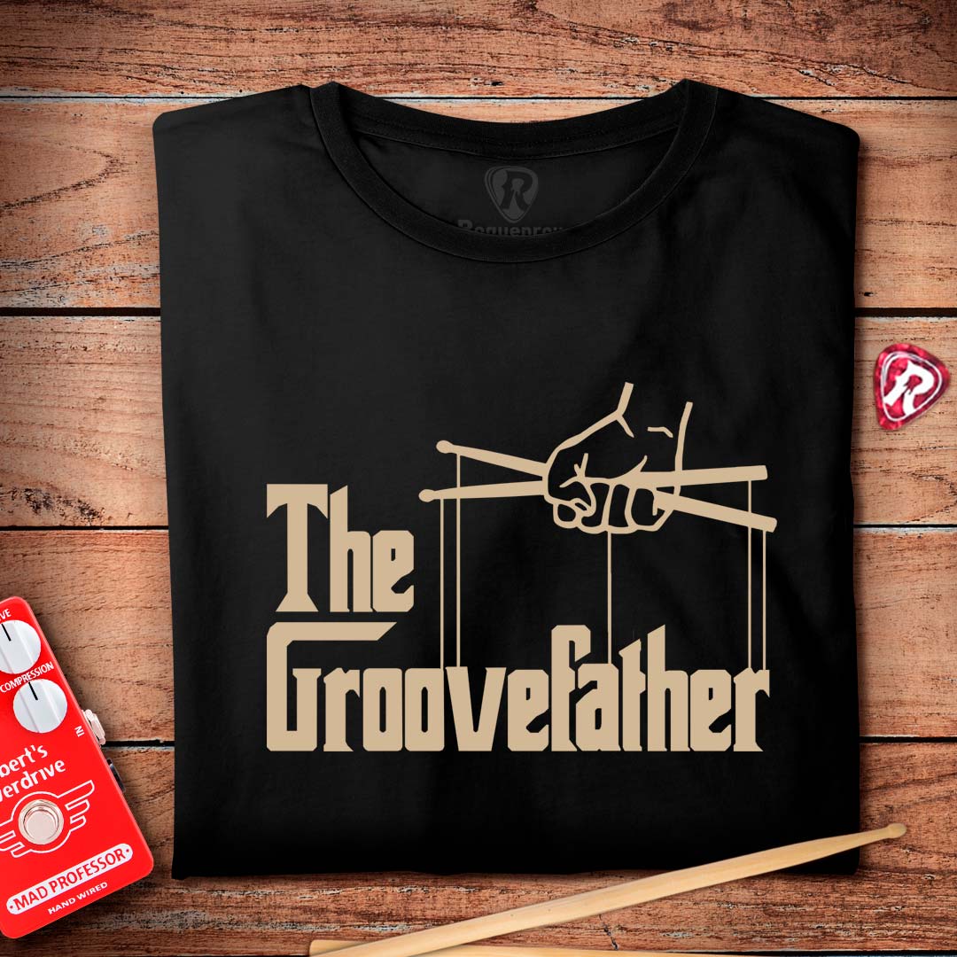 Camiseta The Groovefather Preta | 100% algodão - Roquenrou | Estampado ...