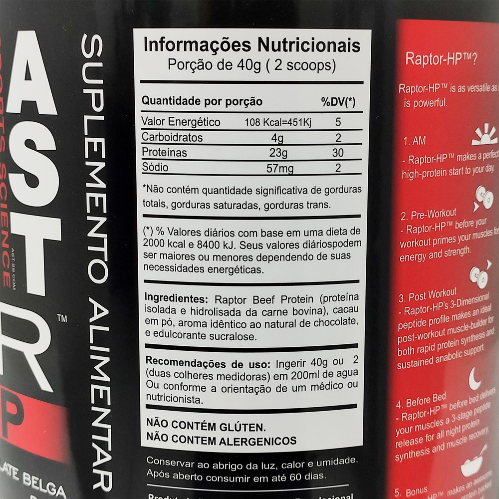Raptor HP Beef Protein 900g - AST - Nutricentral Suplementos e ...