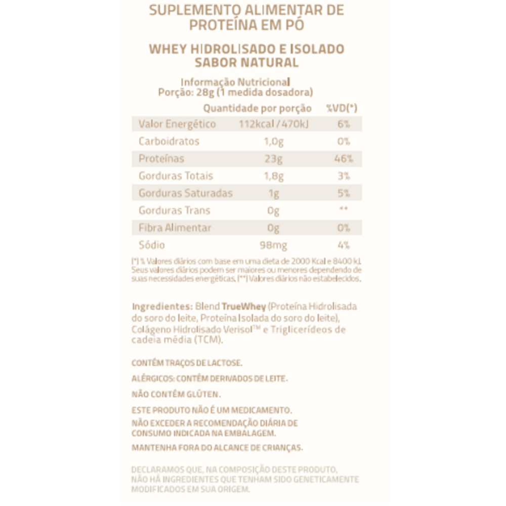 True Whey isolado e hidrolizado 837g - True Source - Nutricentral ...