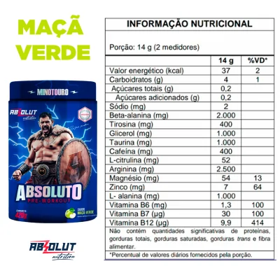 ABSOLUTO PRE WORKOUT 420G - ABSOLUT NUTRITION - Nutricentral Suplementos e Vitaminas em Brasília-DF