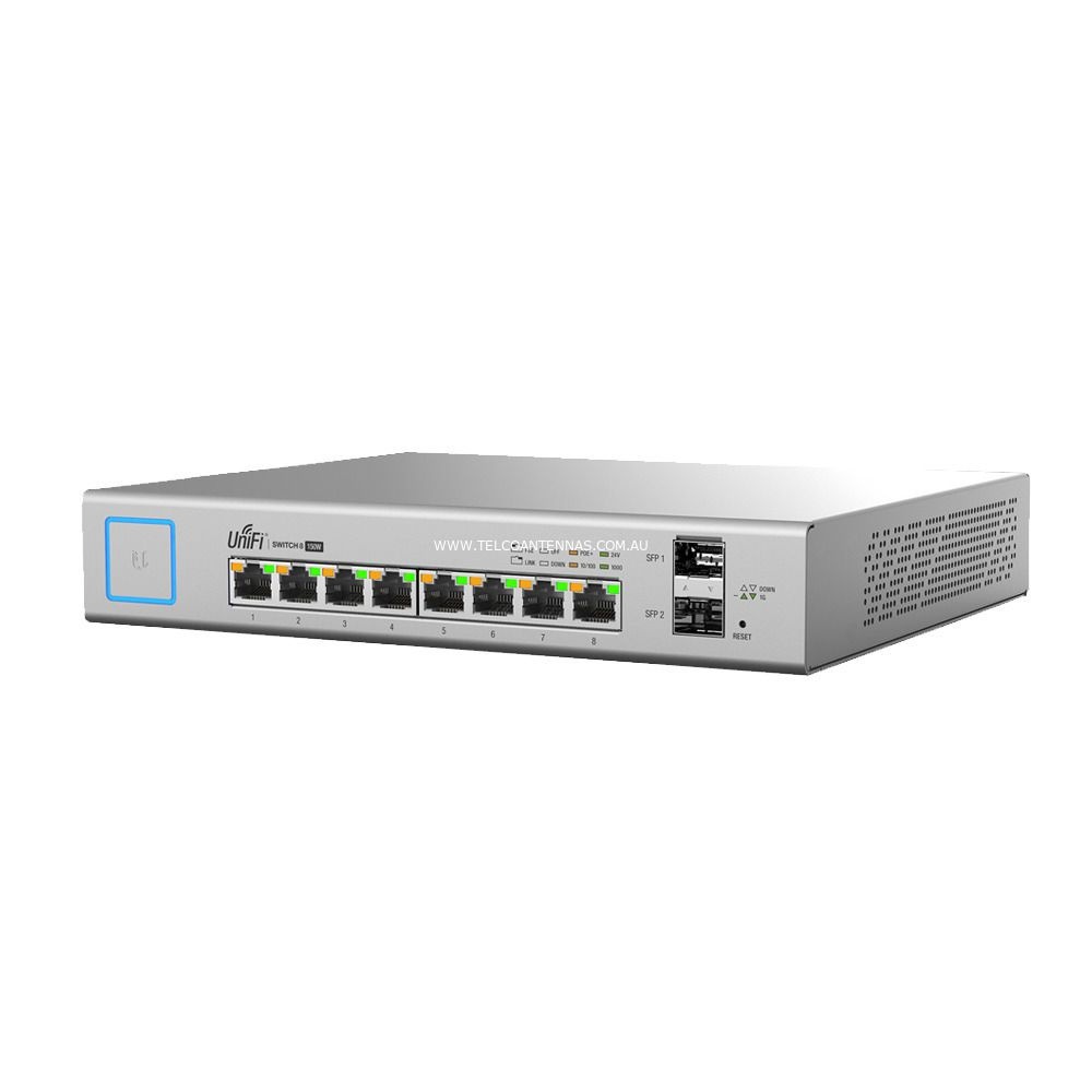 Switch UniFi Ubiquiti 8portas RJ45 + 2p SFP PoE - US-8-150W - Digital Par