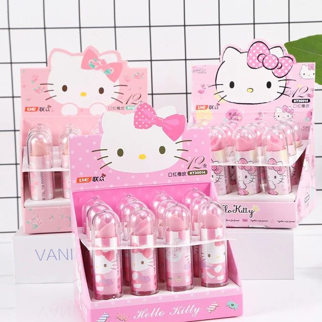 Batom Borracha Hello Kitty Coração - Meu Poá Papelaria
