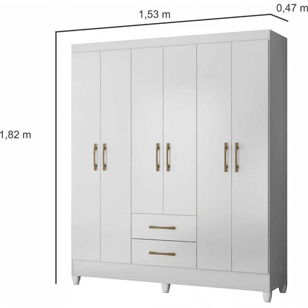 Guarda-Roupa Moval Panamá com 6 Portas e 2 Gavetas / Branco ou Castanh - Gcasa EletroMóveis - em ...