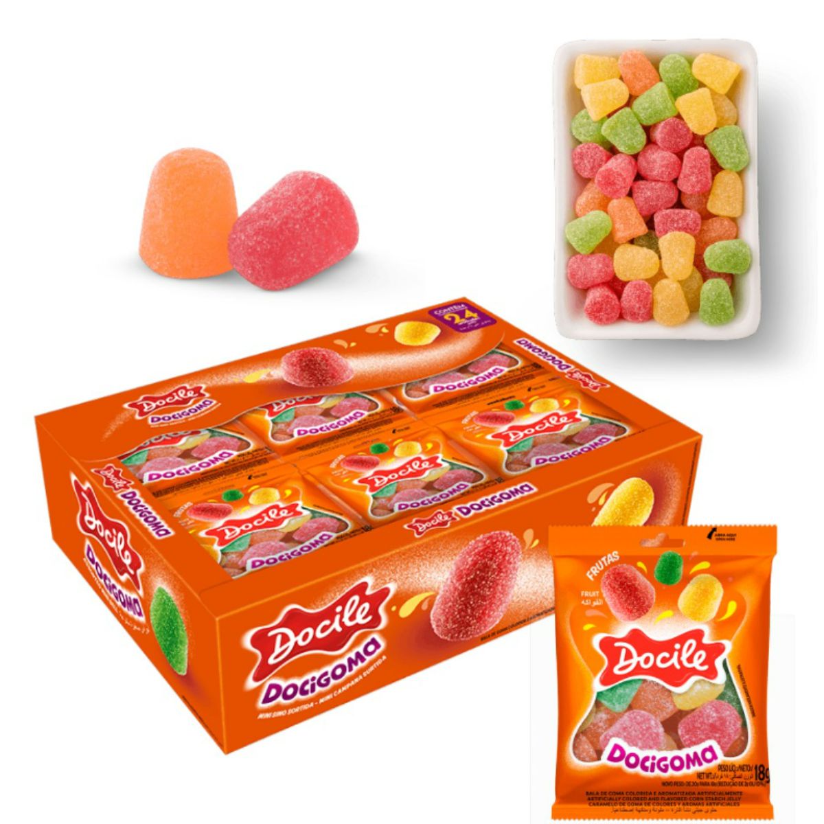 Bala de Goma Sortido DOCILE 432g - c/ 24 un - Santa Cruz Doces ...