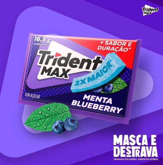 Goma de mascar Chiclete sabor Blueberry TRIDENT Max 231g - c/ 14 un ...