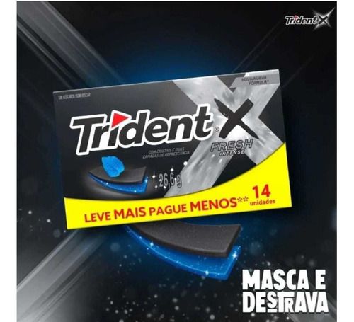 Goma de mascar preto TRIDENT X Fresh Sabor duradouro 319,4g - c/12 un ...