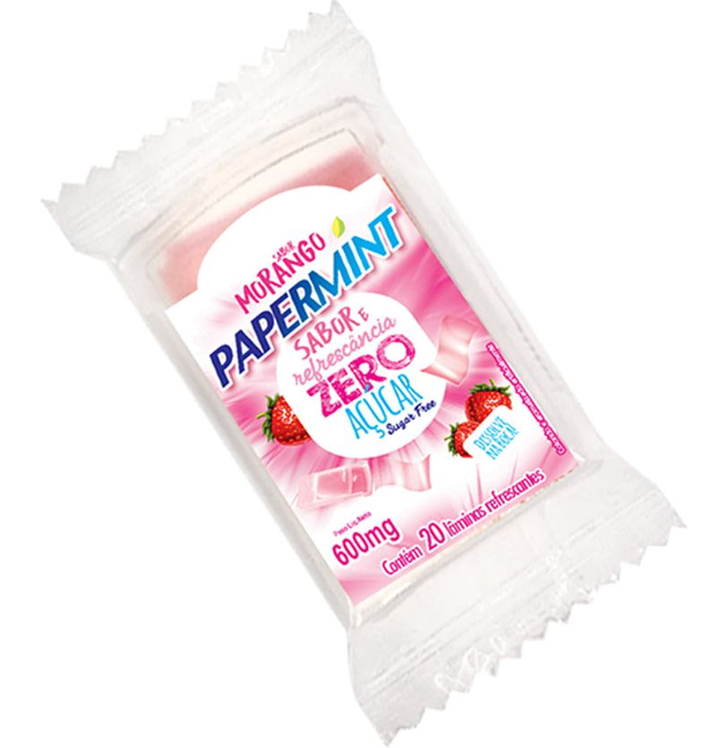 Lâmina Refrescante PAPERMINT Sabor Morango Zero c/ 24 un - Santa Cruz Doces: Variedades de Doces ...