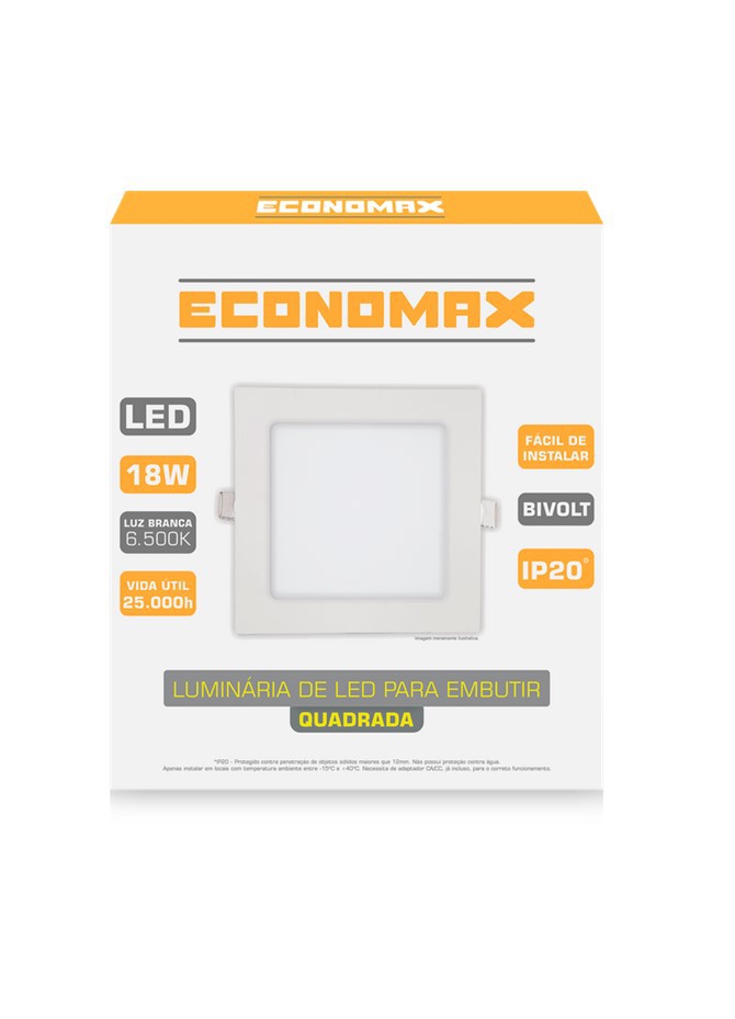Luminaria Led Economax Embutir Quadrada 18W Biv (Luz Bco) - Tocco ...