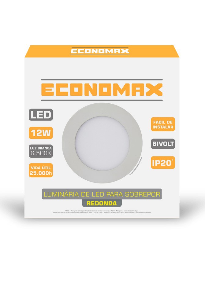 Luminaria Led Economax Sobrepor Redonda 12W Biv (Luz Bco) - Tocco ...