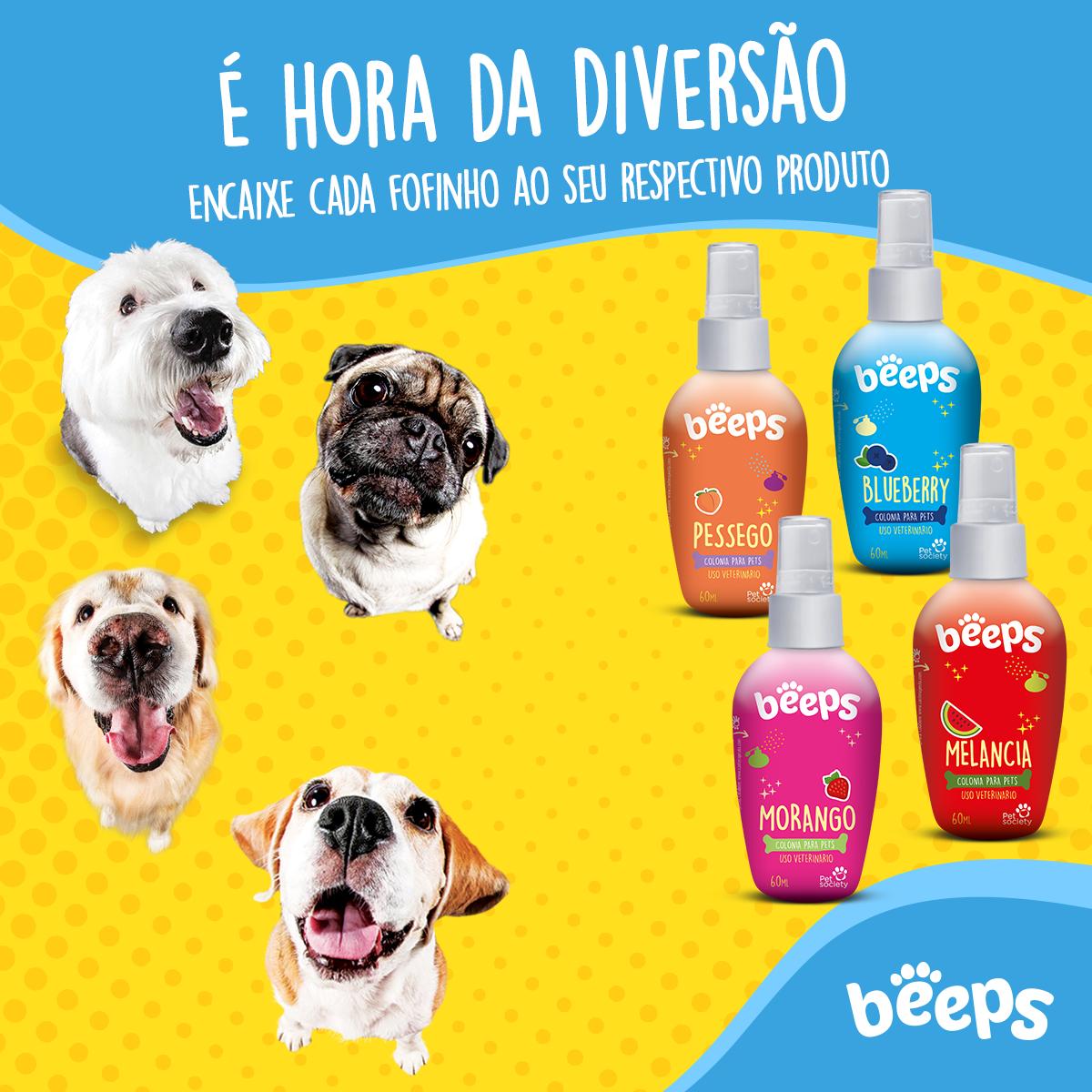 Colônia Beeps Blueberry 60ml - Time Pets | Tapetes Higiênicos Laváveis 🐶