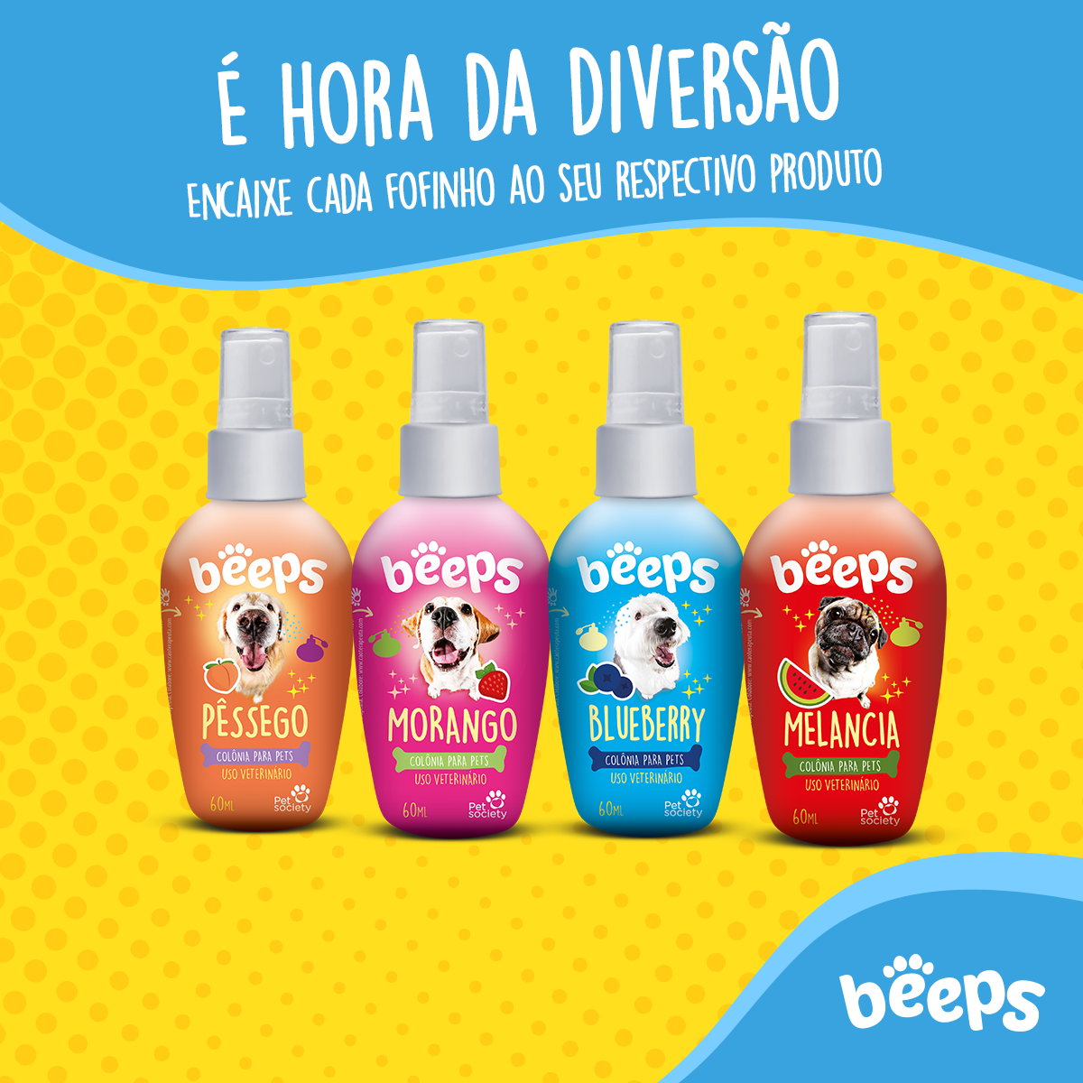 Colônia Beeps Melancia 60ml - Time Pets | Tapetes Higiênicos Laváveis 🐶