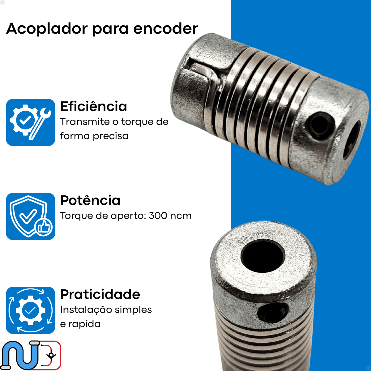 Acoplamento Para Encoder Inox Eixo 6mm-6mm Nardini LOGIC 195 - NADEL ...