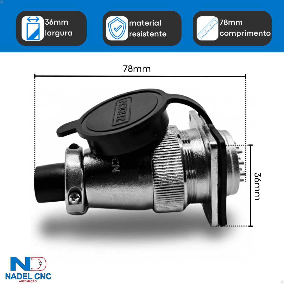 Conector 16 pinos (macho+femea) manivela cnc siemens fanuc - NADEL CNC ...