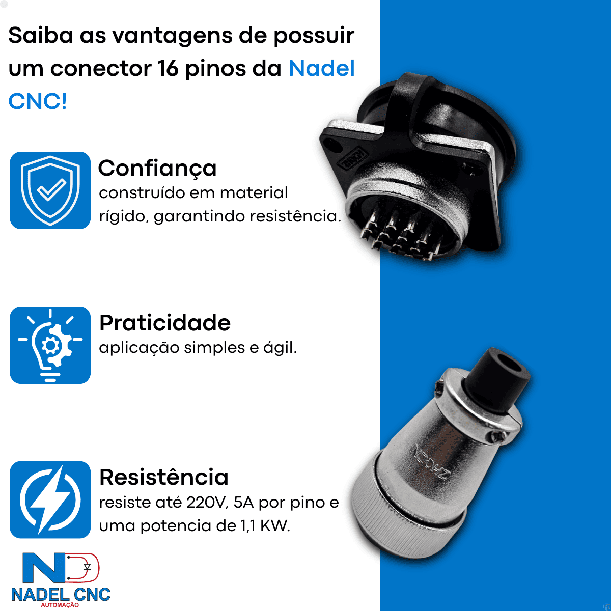 Conector 16 pinos (macho+femea) manivela cnc siemens fanuc - NADEL CNC ...