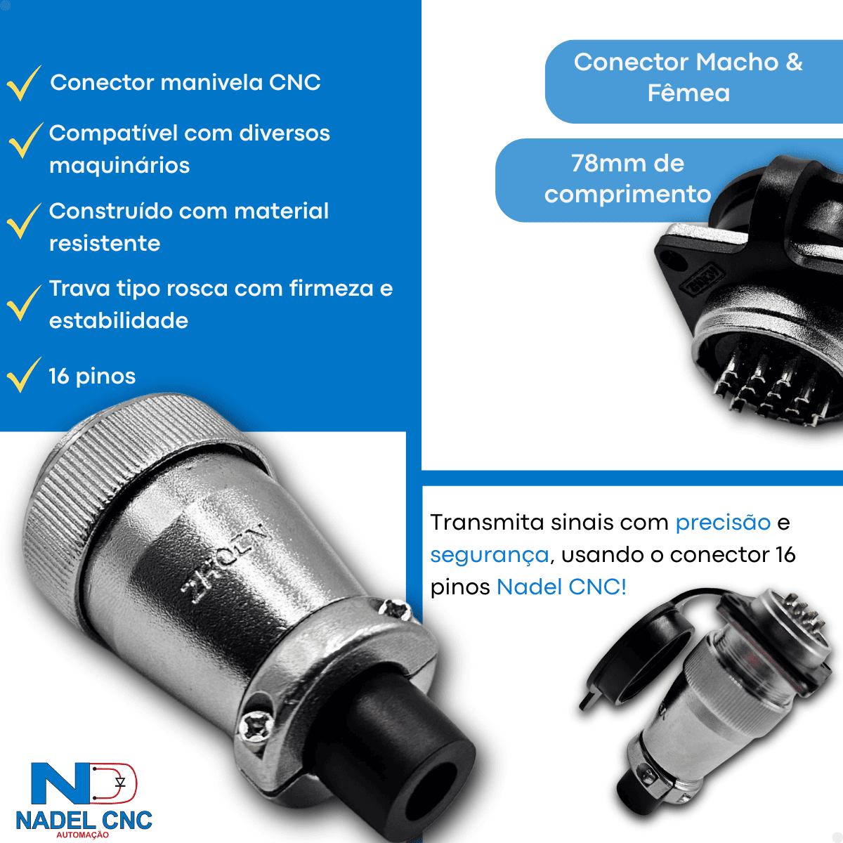 Conector 16 pinos (macho+femea) manivela cnc siemens fanuc - NADEL CNC ...