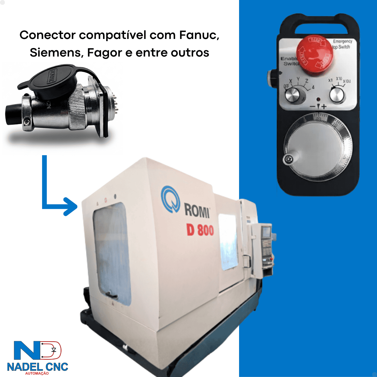 Conector 16 pinos (macho+femea) manivela cnc siemens fanuc - NADEL CNC ...
