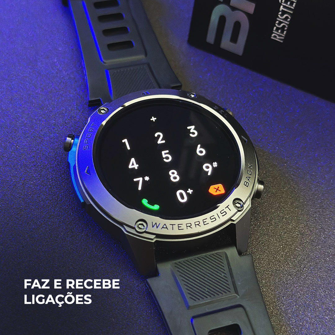 Brave: Smartwatch Militar GPS Dual e à Prova d'Água - Tic-Tac Smartwatch