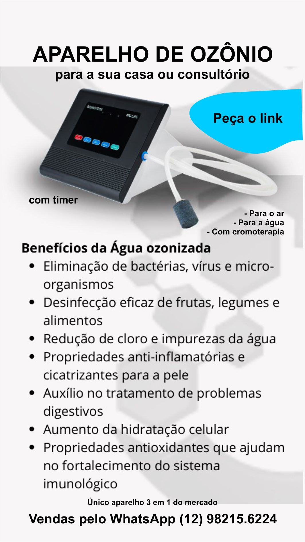 APARELHO DE OZONIO DOMICILIAR (OZONIOTERAPIA EM CASA) - Mundo Magnético