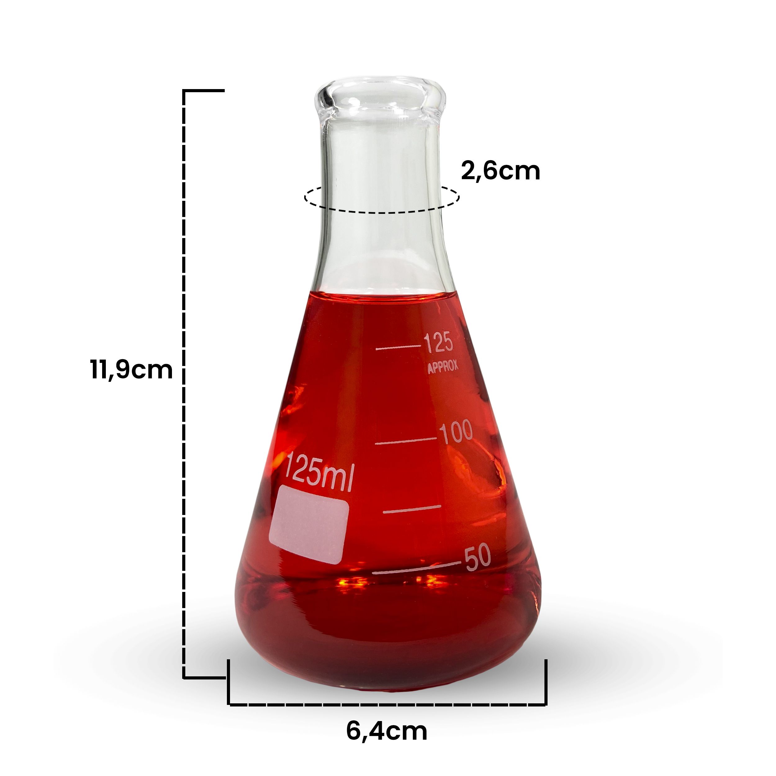 Erlenmeyer 125Ml Boca Estreita Graduado em Vidro Boro 3.3 - MM Comércio