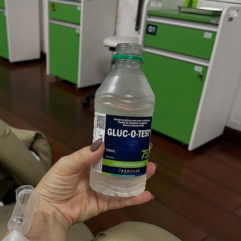 Glutol 300ml 75g Sabor Limão Teste de Glicose Gluc-o-test Renylab Kit 5 ...