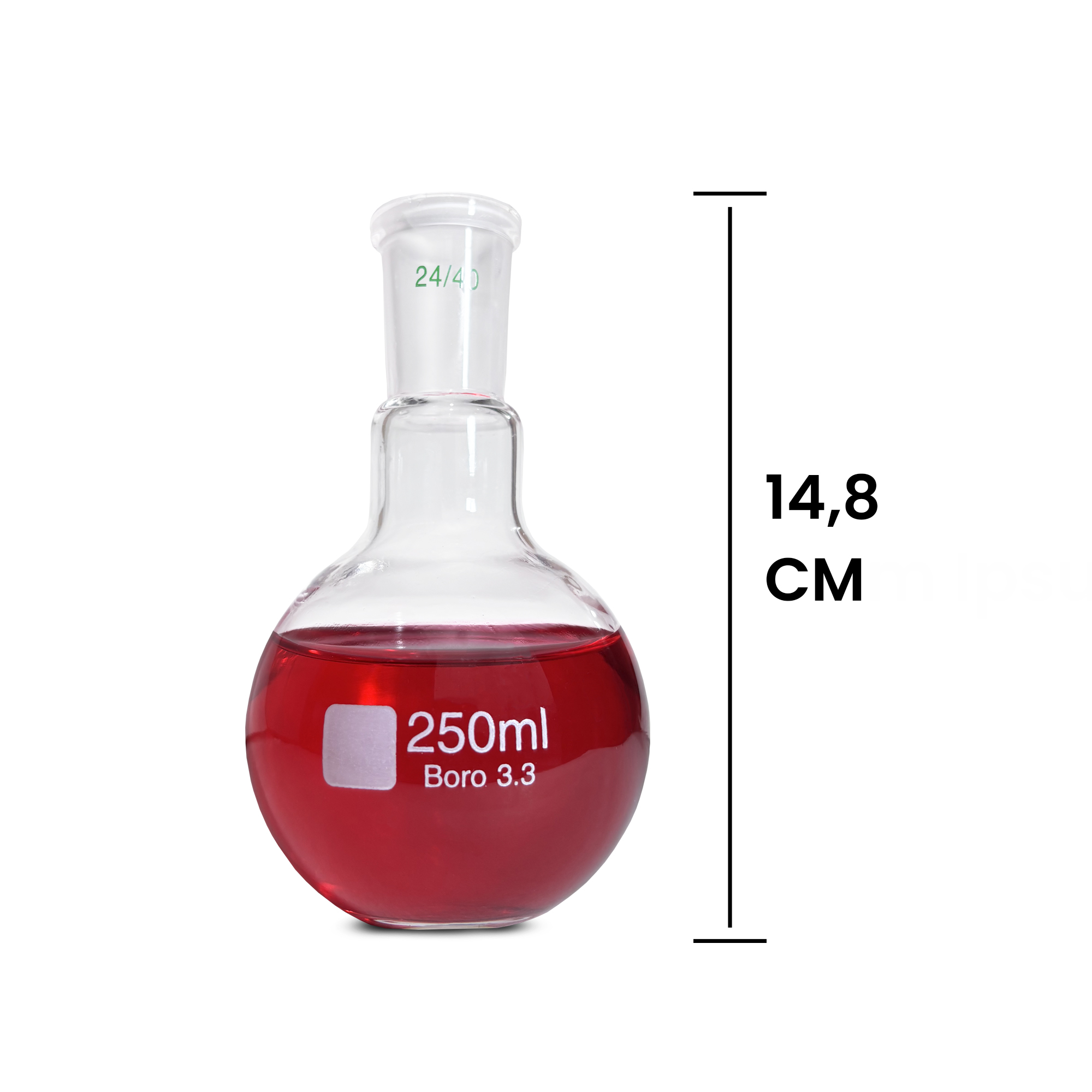 Balão Fundo Chato 250ml de Vidro Com Junta Esmerilhada 24/40 - MM Comércio