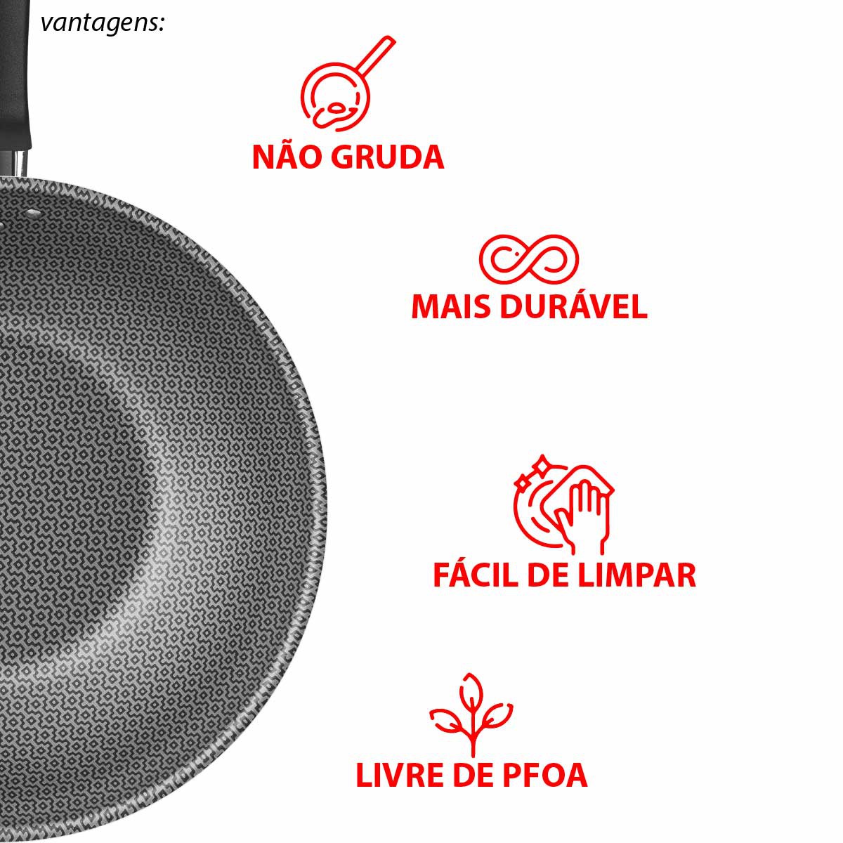 Panela Wok Tramontina Loreto Vermelha 28cm Frigideira Antiaderente - Japa Vendas