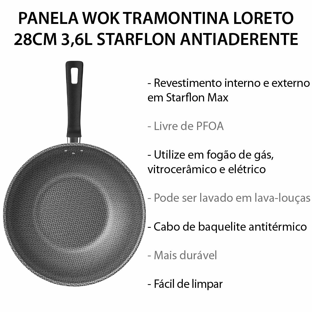 Panela Wok Tramontina Loreto Vermelha 28cm Frigideira Antiaderente - Japa Vendas