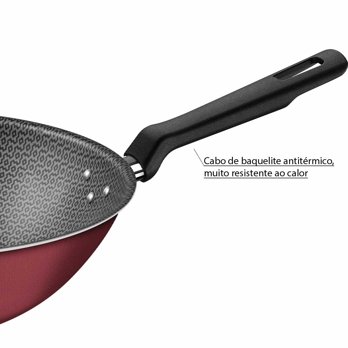 Panela Wok Tramontina Loreto Vermelha 28cm Frigideira Antiaderente - Japa Vendas