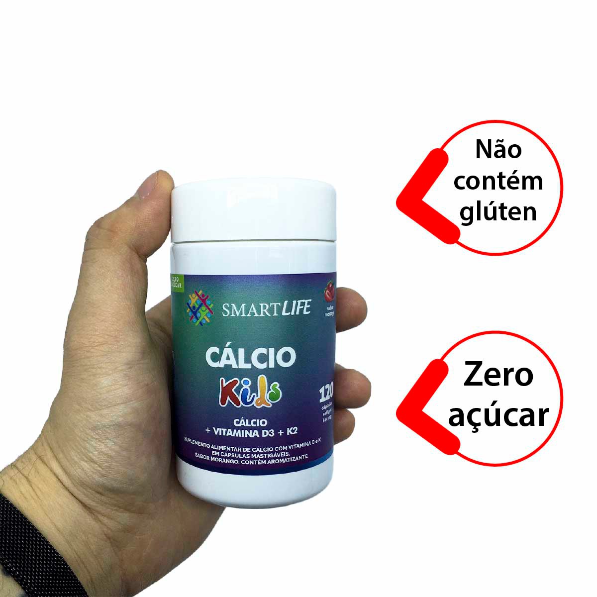 Suplemento Cálcio Kids Criança Vitamina D + K2 Mastigável 120 Cápsulas ...