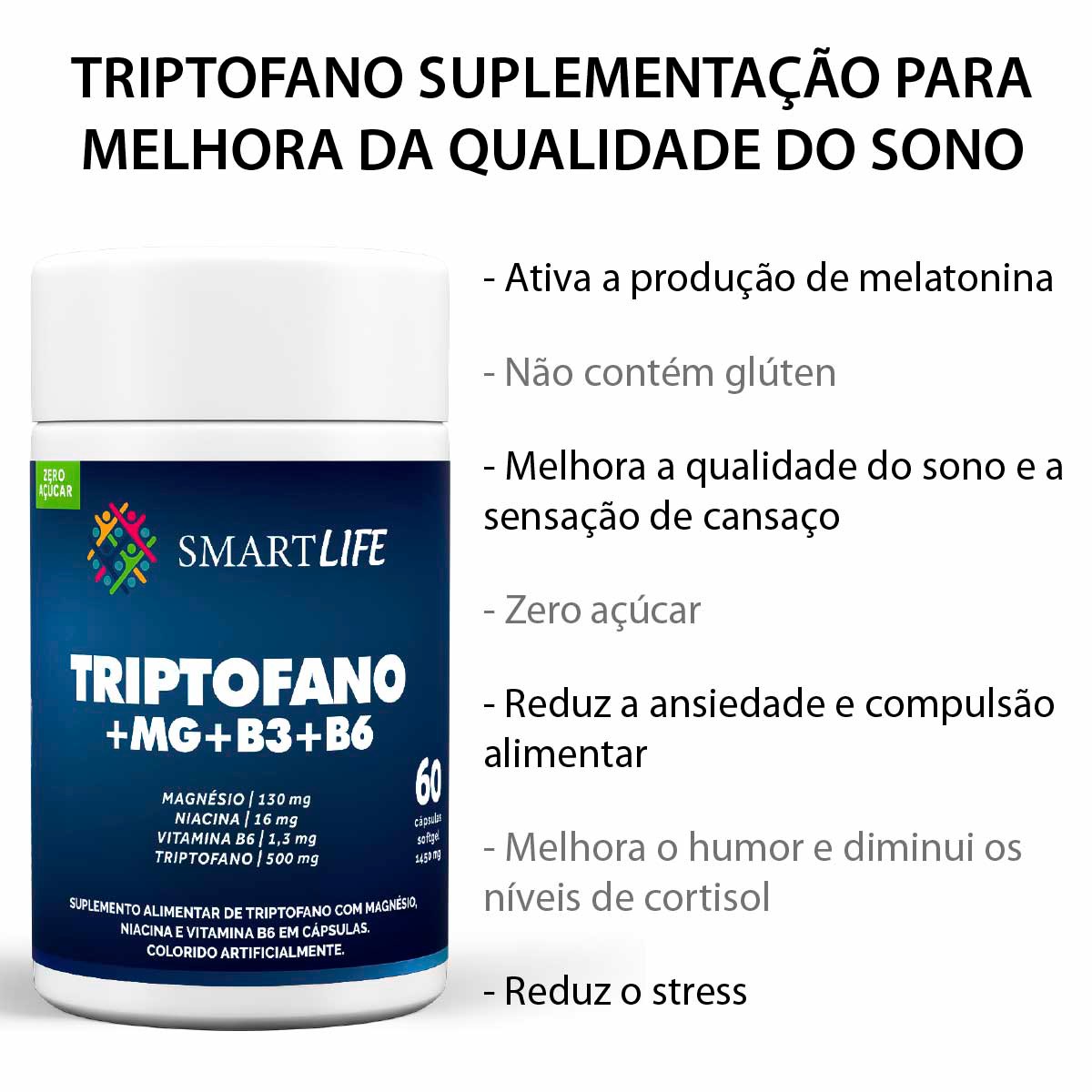 Suplemento Triptofano Melhora Sono Stress Ansiedade 60 Cápsulas - Japa ...