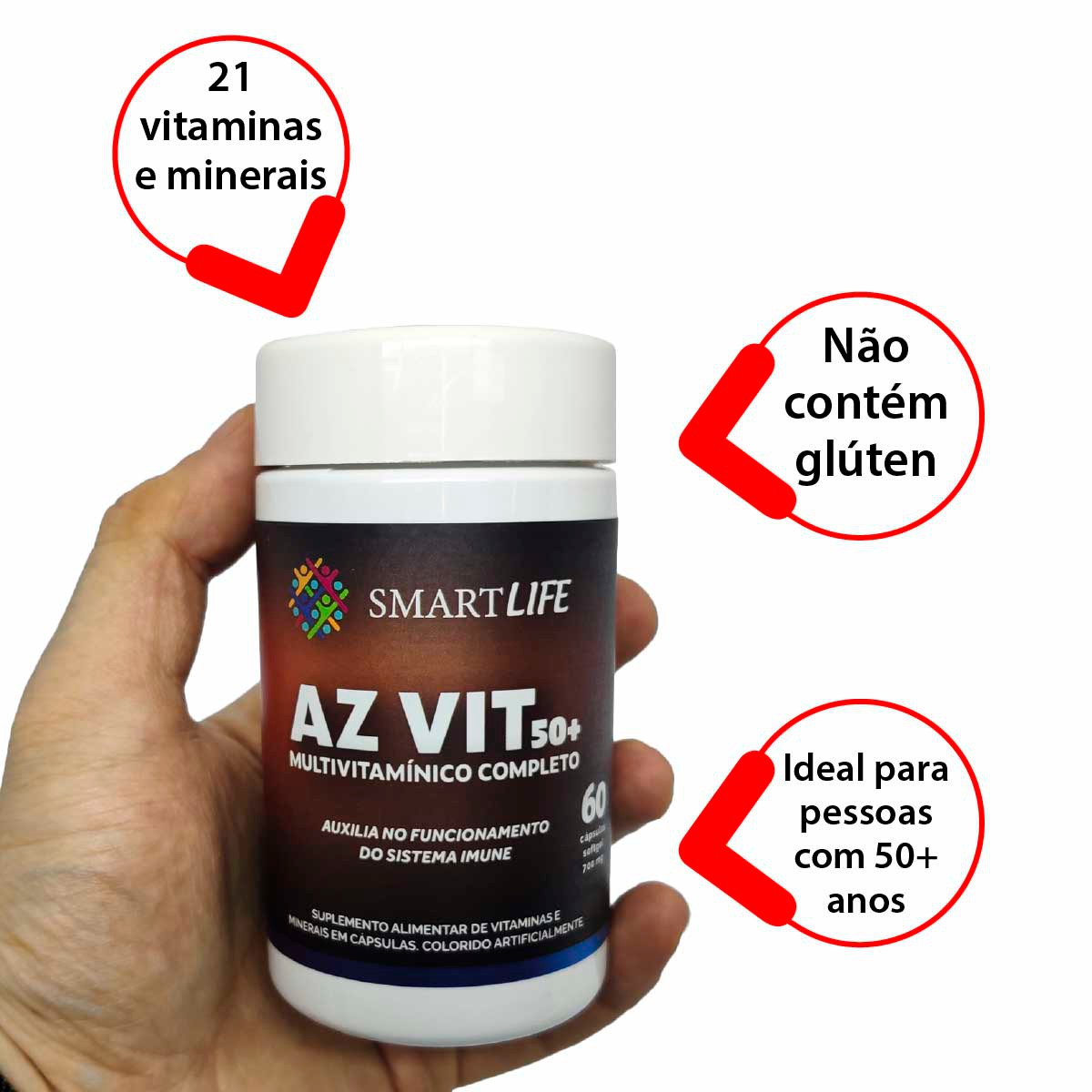 Suplemento AZ VIT 50+ Vitaminas Minerais Essenciais 60 Cápsulas - Japa ...