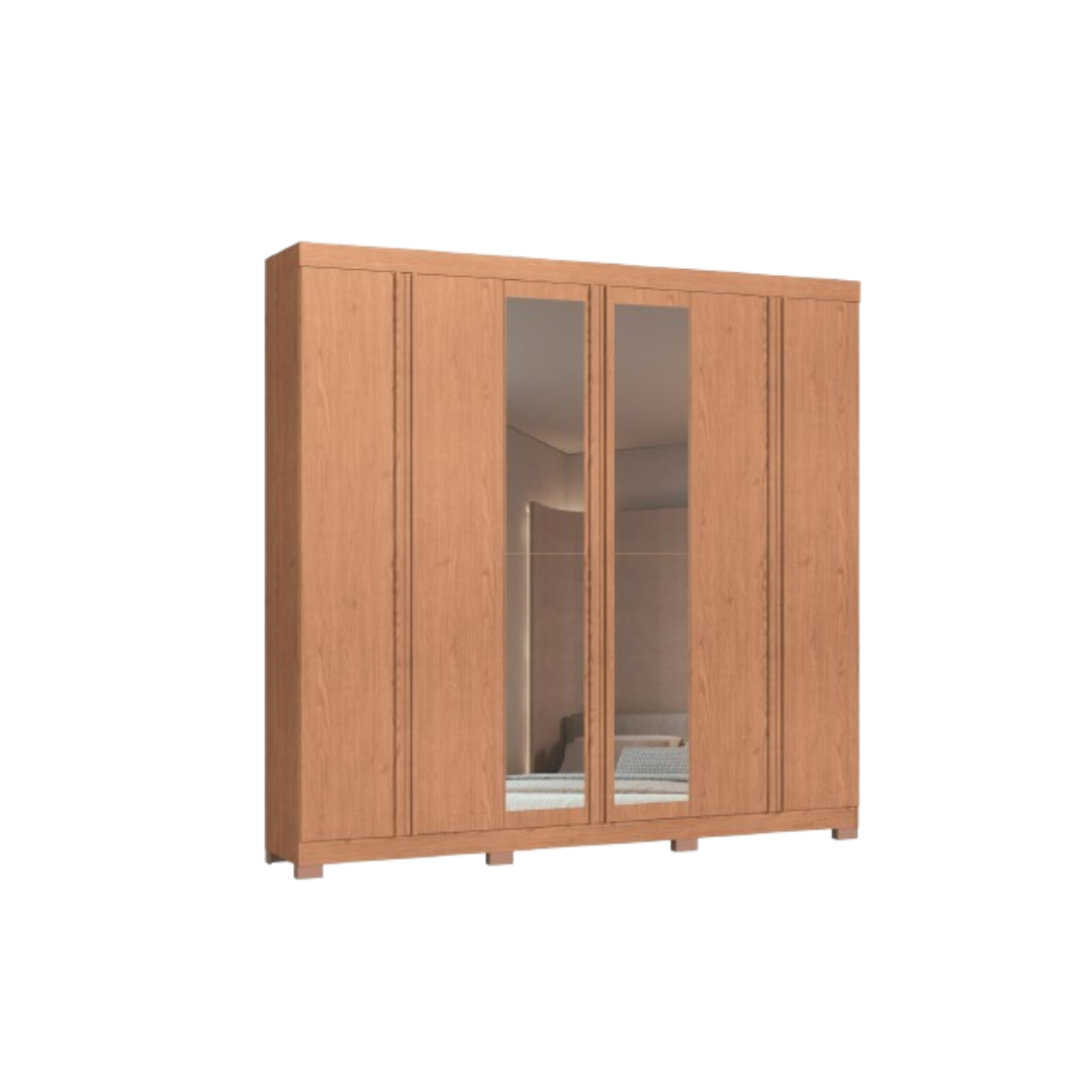 Roupeiro 06 Portas Eros 100% MDF com Espelho - 3450M - Cedro - Moveis ...