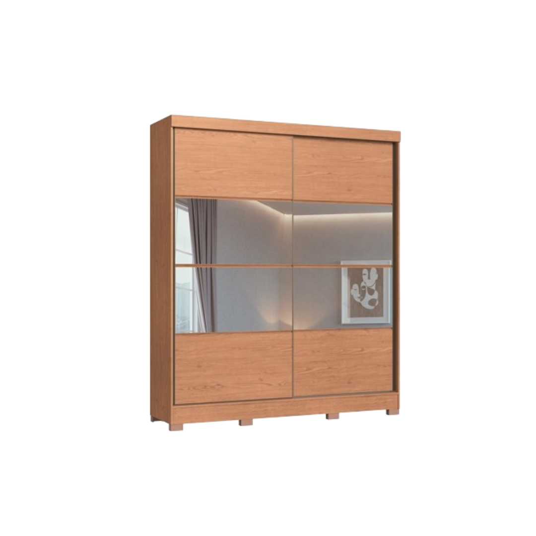 Roupeiro 02 Portas de Correr Pontal 100% MDF com Espelho - 0920M ...