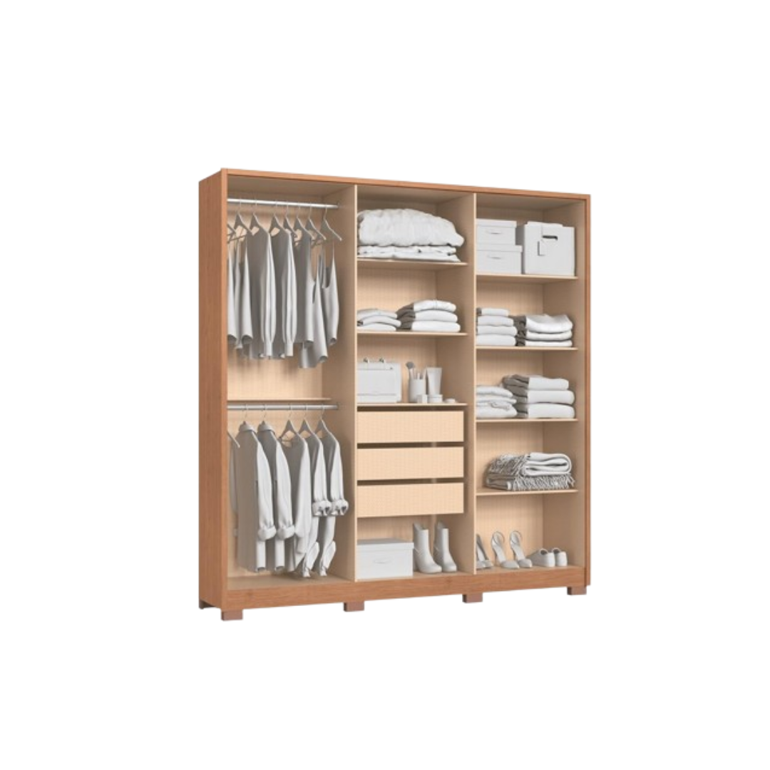 Roupeiro 06 Portas Safira 100% MDF - 3420M - Cedro - Moveis Castro ...