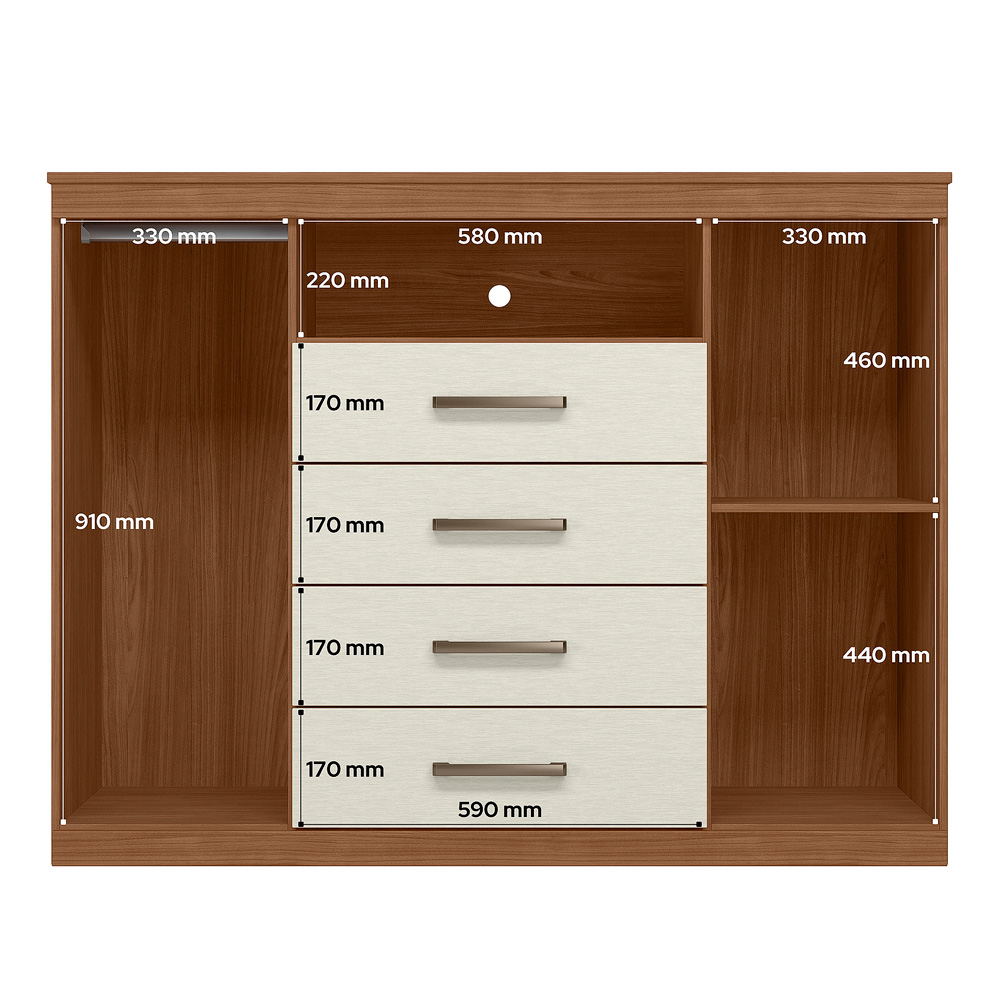 Cômoda Master - 309943 - Jatobá/Areia - Santos Andira - LOJA MUNDI MÓVEIS
