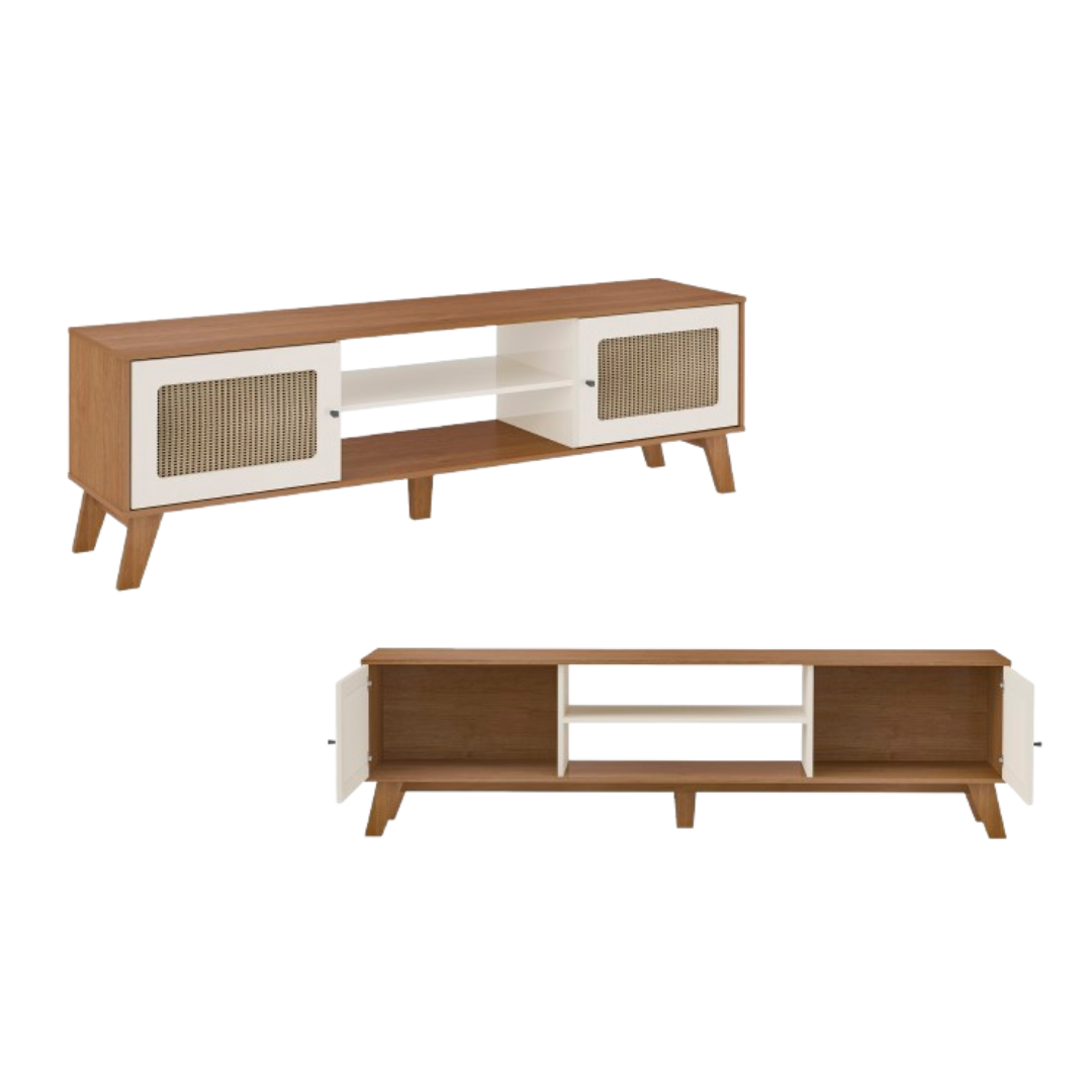 Rack Charlotte - Cinamomo / Off White - Artely Móveis - LOJA MUNDI MÓVEIS